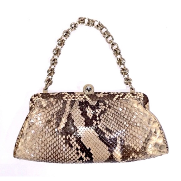 Bally | Bags | Vintage Bally Python Baguette Clutch W Gold Chain | Poshmark